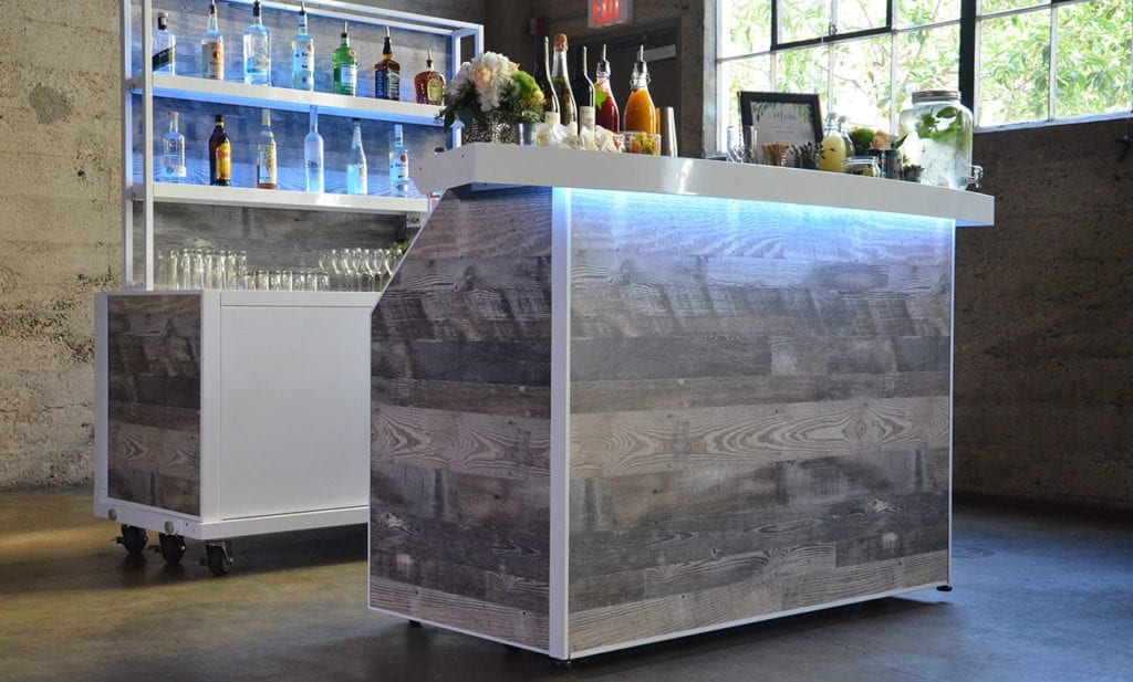 Professional Bar Curved Counter Laminated Panels and Fold & Roll Back ...