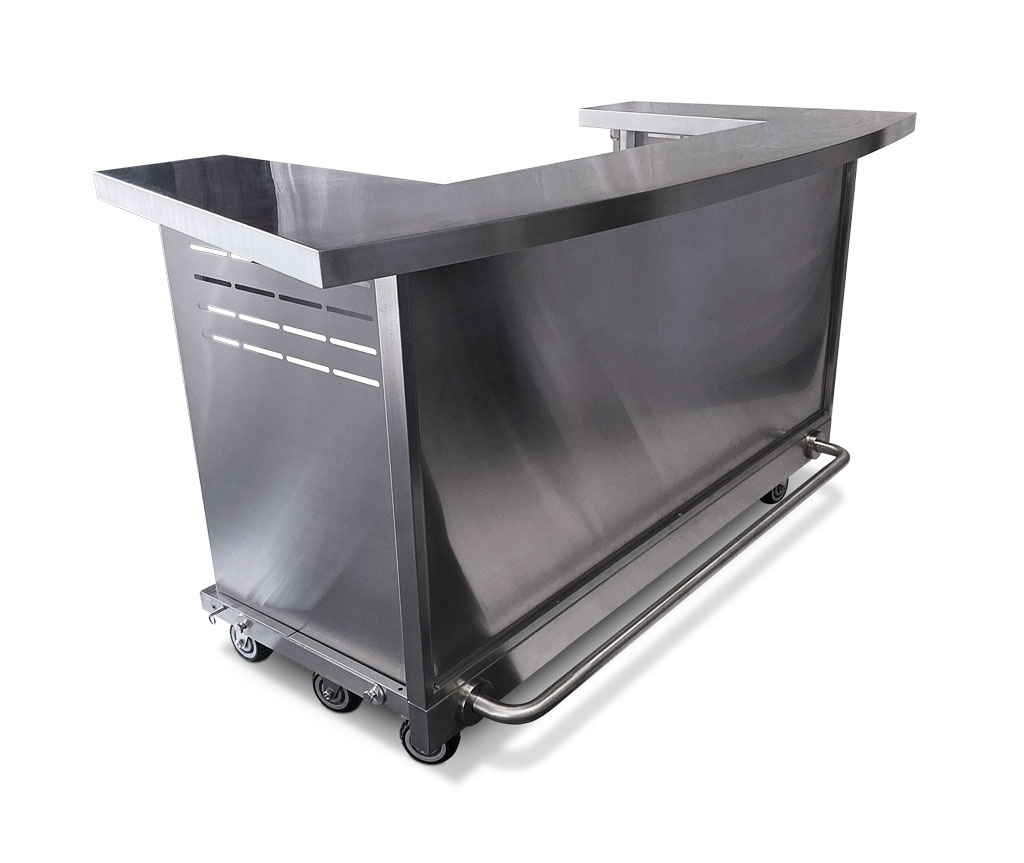 The Portable Bar Company - Curved Counter Stainless Steel Heavy Duty Bar
