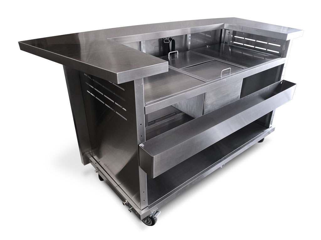 The Portable Bar Company - Curved Counter Stainless Steel Heavy Duty Bar