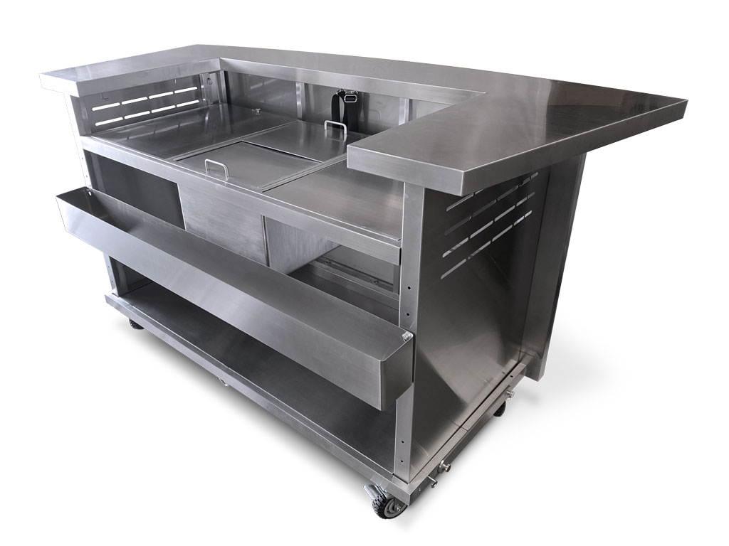 The Portable Bar Company - Curved Counter Stainless Steel Heavy Duty Bar